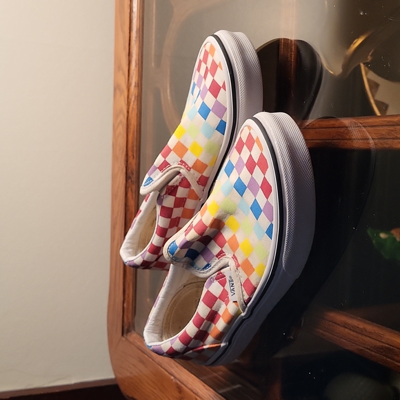Vans | Shoes | Vans Slipons Rainbow Checkerboard | Poshmark